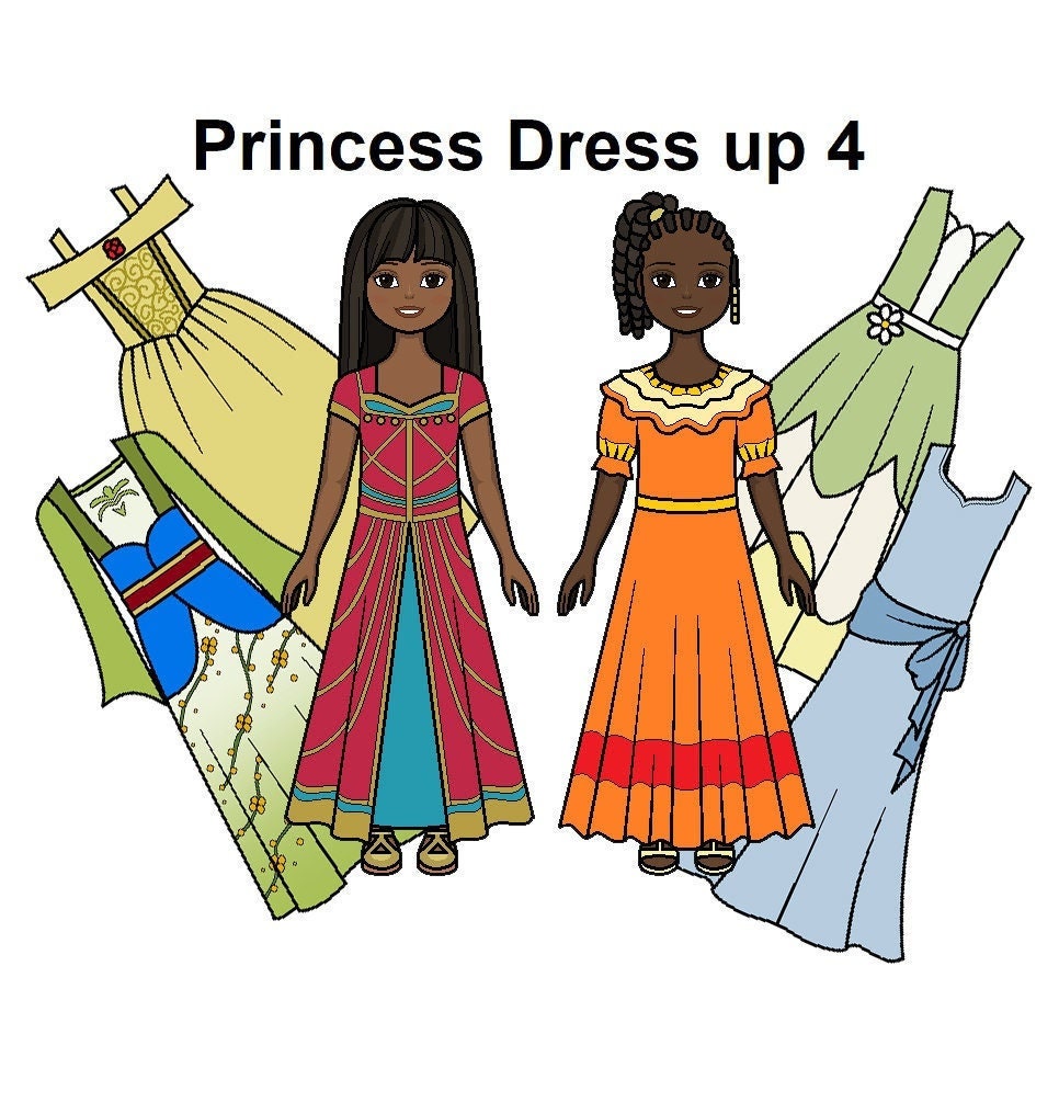 Princess Dress-up 4 Paper Doll Printable Paper Doll | Etsy
