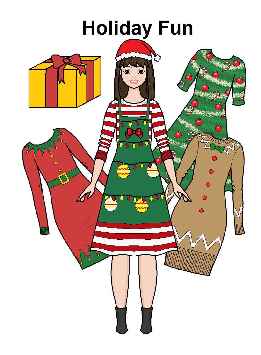 Holiday Fun - Curvy Printable Paper Doll - Christmas Dresses - Xmas ...