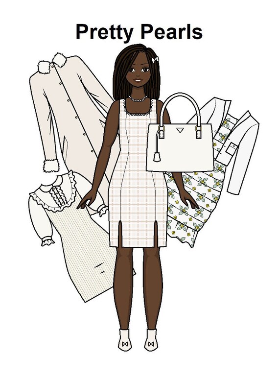 Pretty Pearls Curvy Printable Paper Doll Elegant Style | Etsy