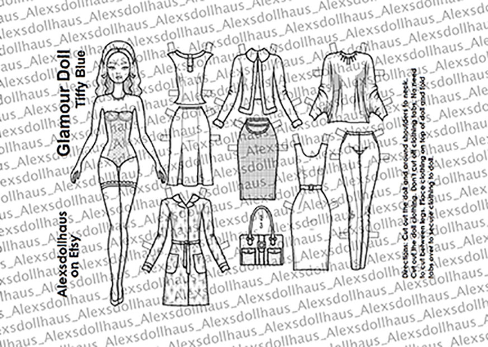 Tiffy Blue Glamour Paper Doll Printable Paper Doll - Etsy