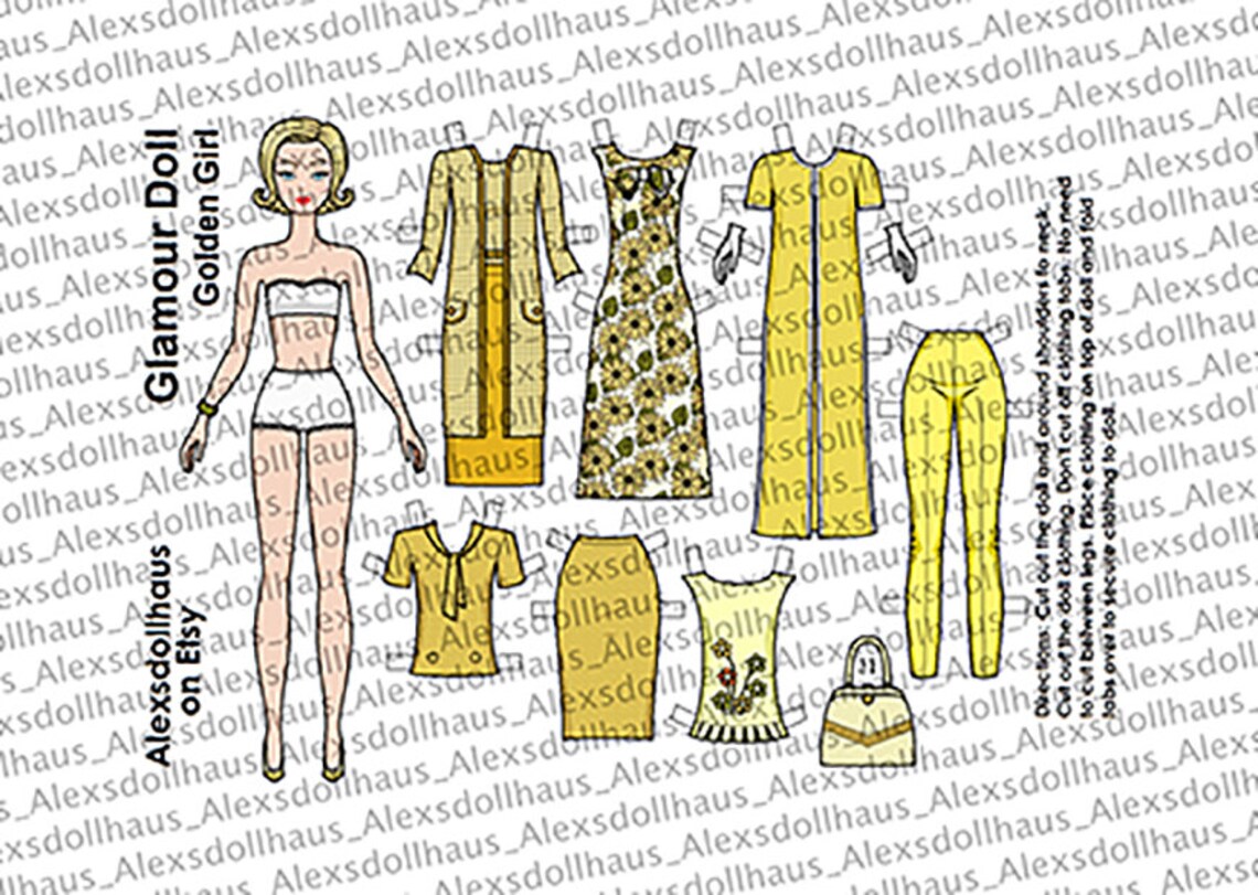 Golden Girl Glamour Paper Doll Printable Paper Doll | Etsy