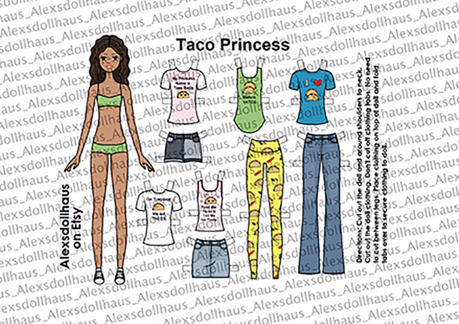 Taco Princess Printable Paper Doll Taco Themed Fashion - Etsy