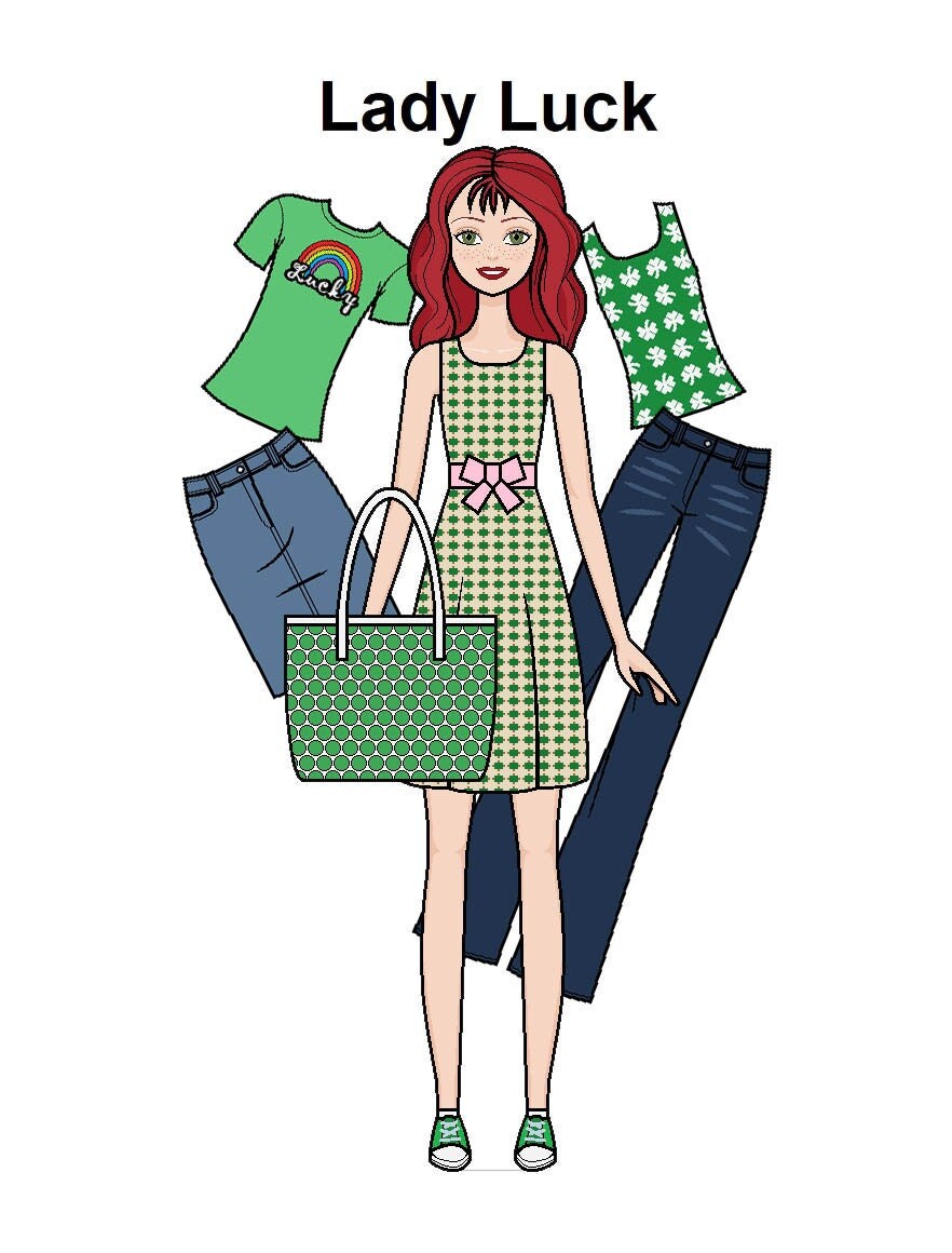 Lady Luck Paper Doll St. Patrick's Day Printable Paper - Etsy
