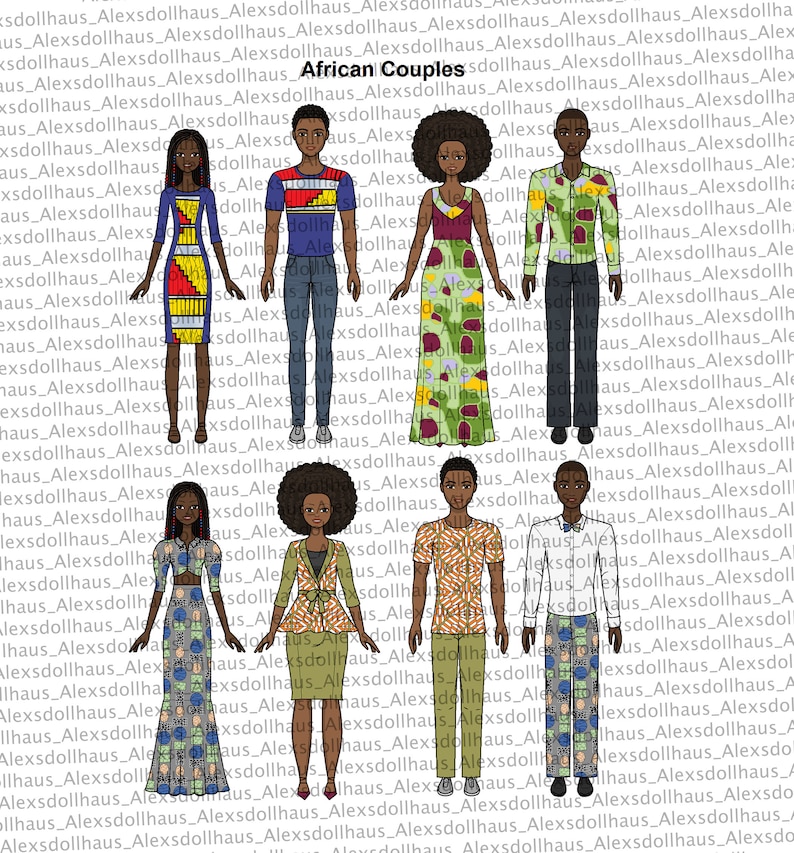 African Couples Printable Paper Doll African Prints - Etsy