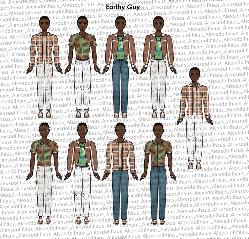 Earthy Guy Paper Doll Printable Male Paper Doll Earth Day - Etsy