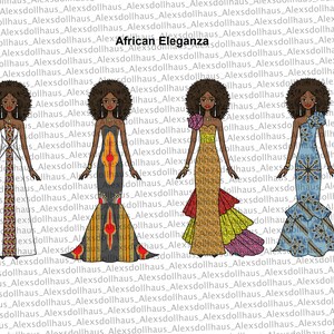 African Eleganza Paper Doll - Printable Paper Doll - African Kente ...