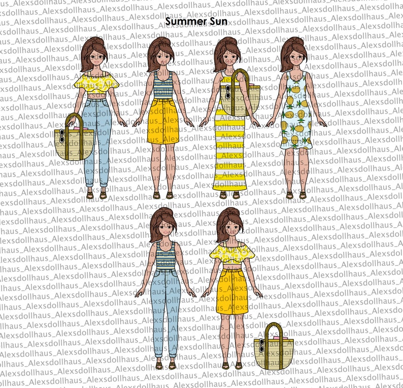 Summer Sun Paper Doll Curvy Printable Paper Doll | Etsy