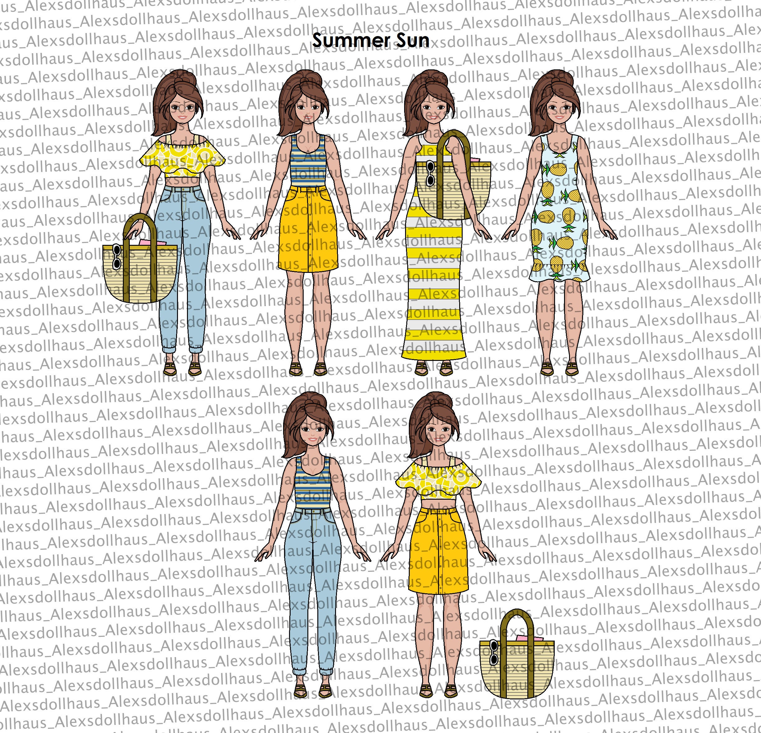 Summer Sun Paper Doll Curvy Printable Paper Doll - Etsy