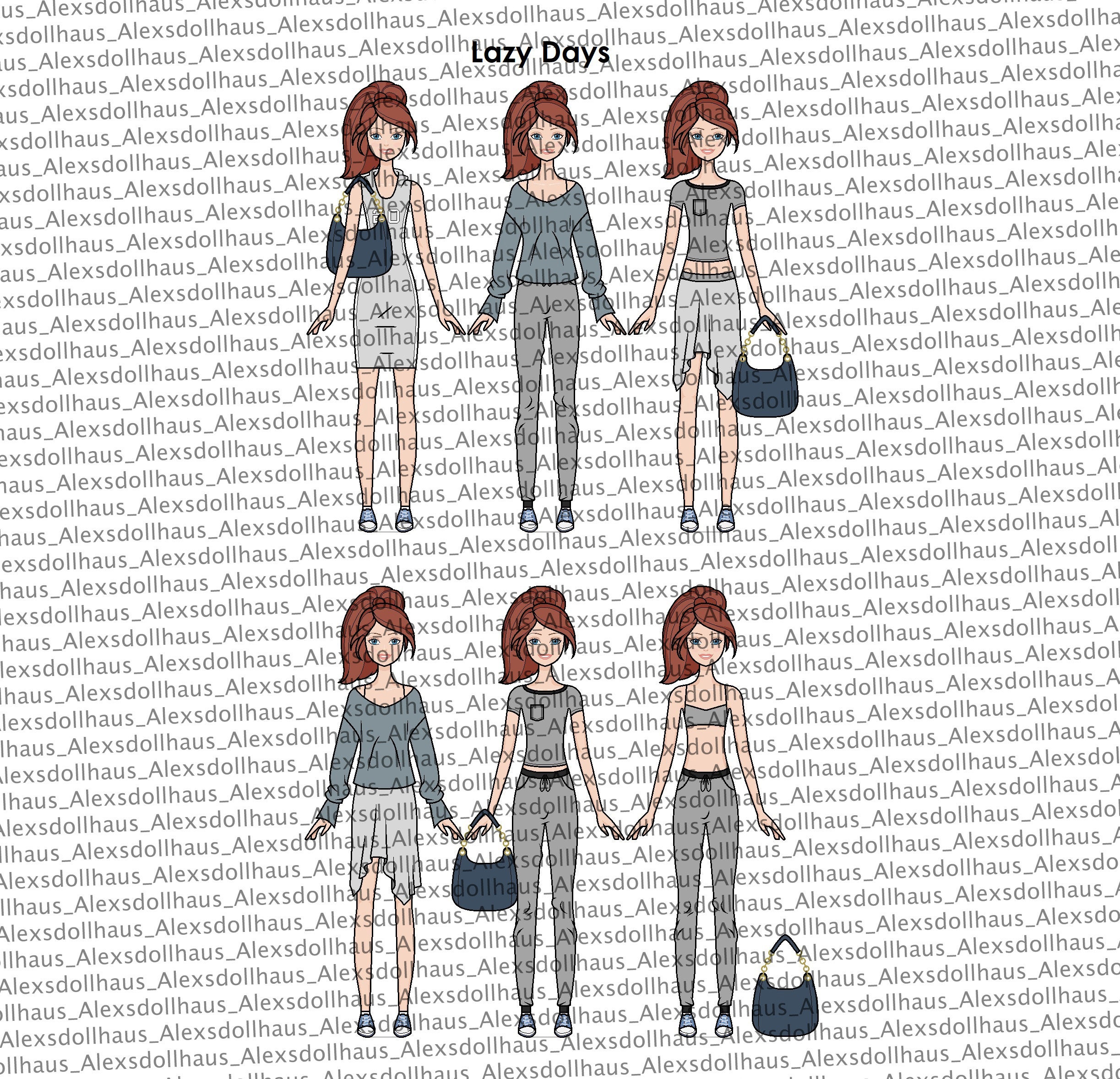Lazy Days Paper Doll Red Hair Printable Paper Doll | Etsy Canada
