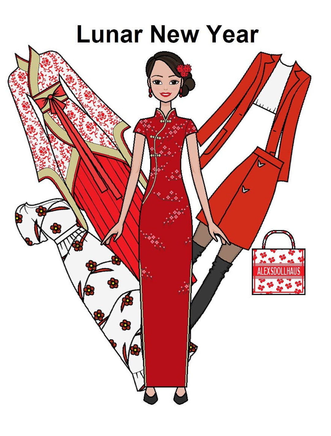 Lunar New Year Paper Doll - AA Printable Paper Doll - African American ...