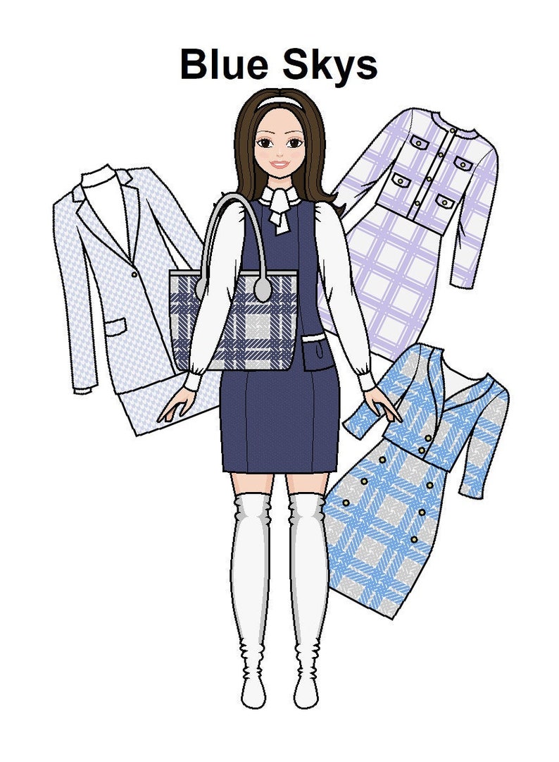 Blue Skys Paper Doll Printable Paper Doll Tweed Suit - Etsy