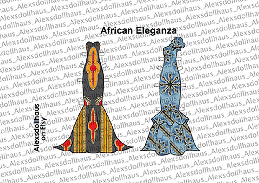African Eleganza Paper Doll - Printable Paper Doll - African Kente ...