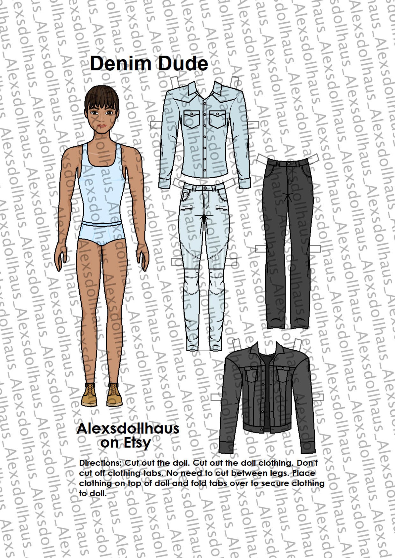 Denim Dude Paper Doll Printable Male Paper Doll Hispanic - Etsy
