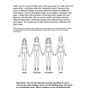 Marcy Paper Doll - Apple Body Shape - Casual Fashion - Black Paper Doll ...