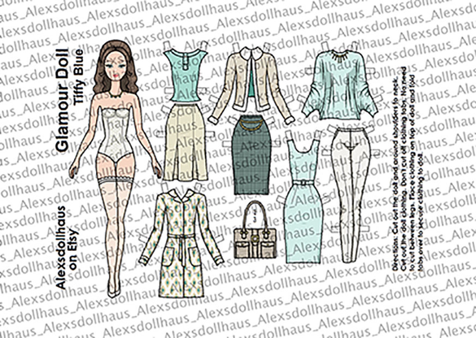 Tiffy Blue Glamour Paper Doll Printable Paper Doll - Etsy