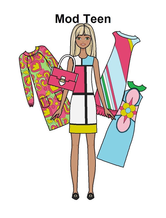 MOD Teen Paper Doll Printable Paper Doll 60's Fashion | Etsy