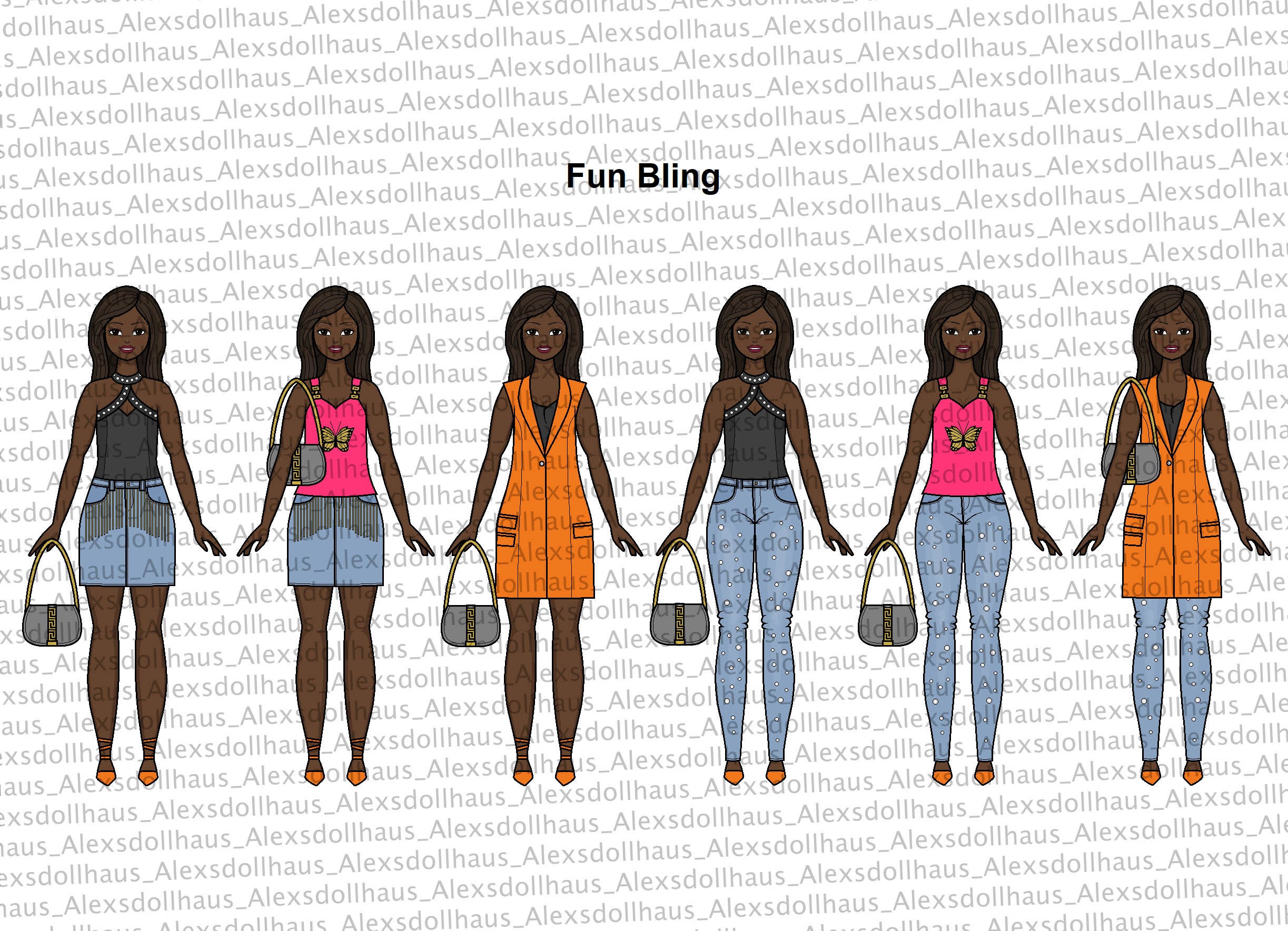 Fun Bling Curvy Printable Paper Doll Sparkly Summer - Etsy