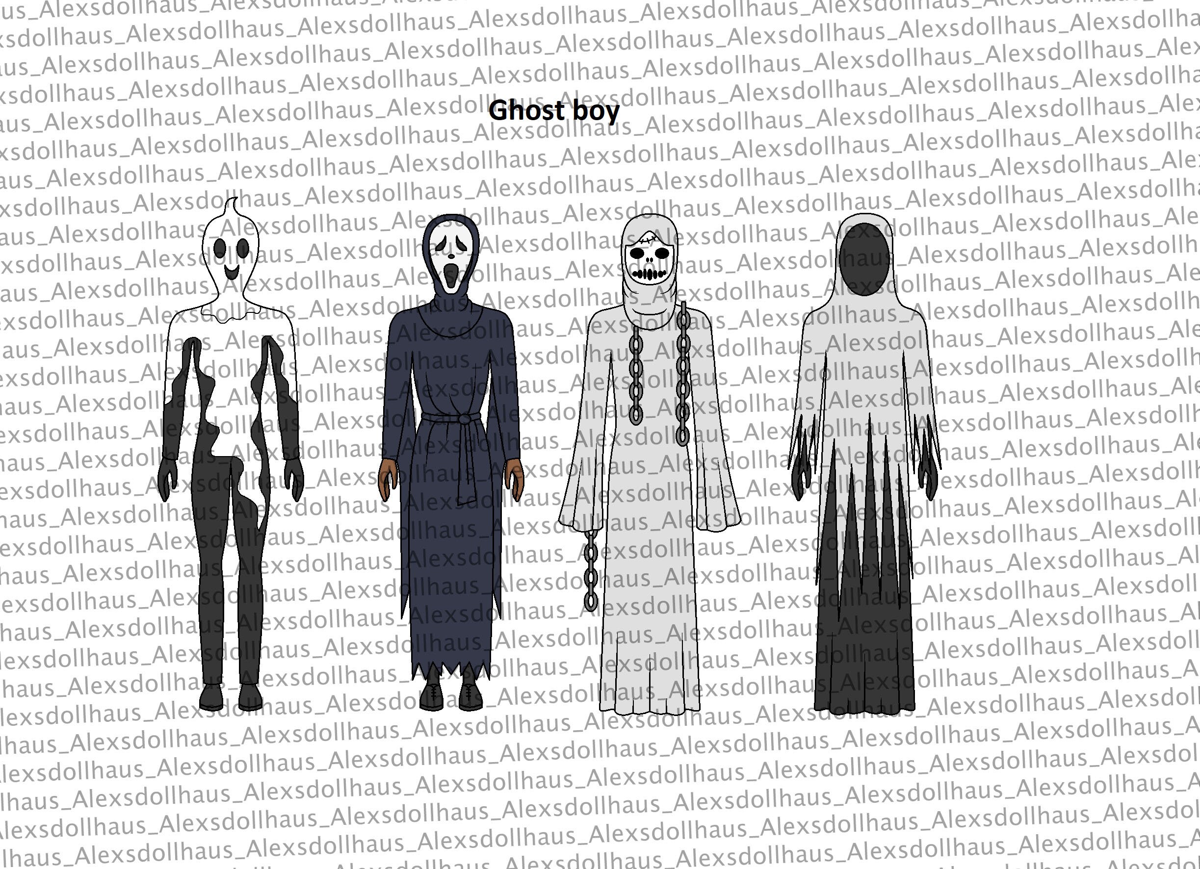 Ghost Boy Paper Doll Halloween Costume Printable Male - Etsy