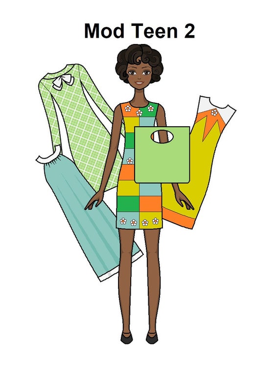 MOD Teen 2 Paper Doll Printable Paper Doll 60's - Etsy