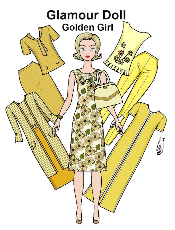 Golden Girl Glamour Paper Doll Printable Paper Doll | Etsy