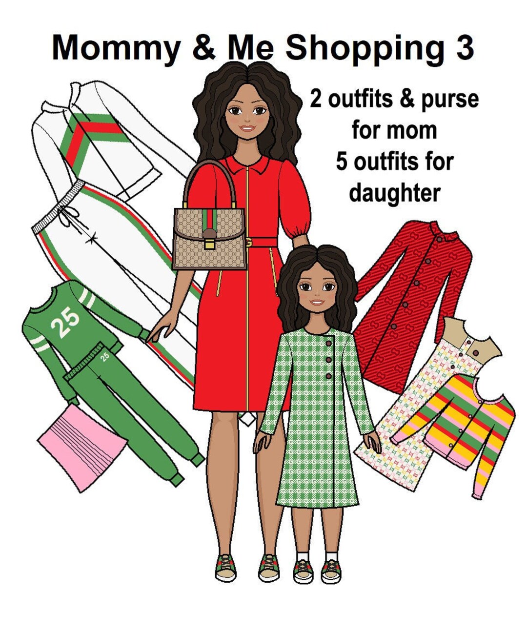 Mommy & Me Shopping 3 Paper Doll - Curvy Printable Paper Doll ...