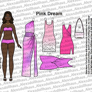 Pink Dream - Curvy Printable Paper Doll - Beautiful Pink Purple Fashion ...