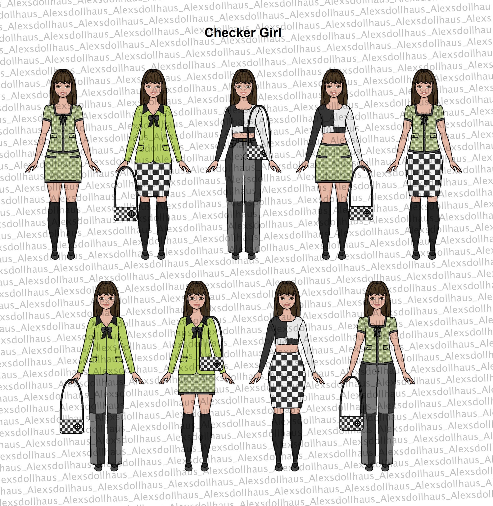 Checker Girl Paper Doll Curvy Printable Paper Doll - Etsy