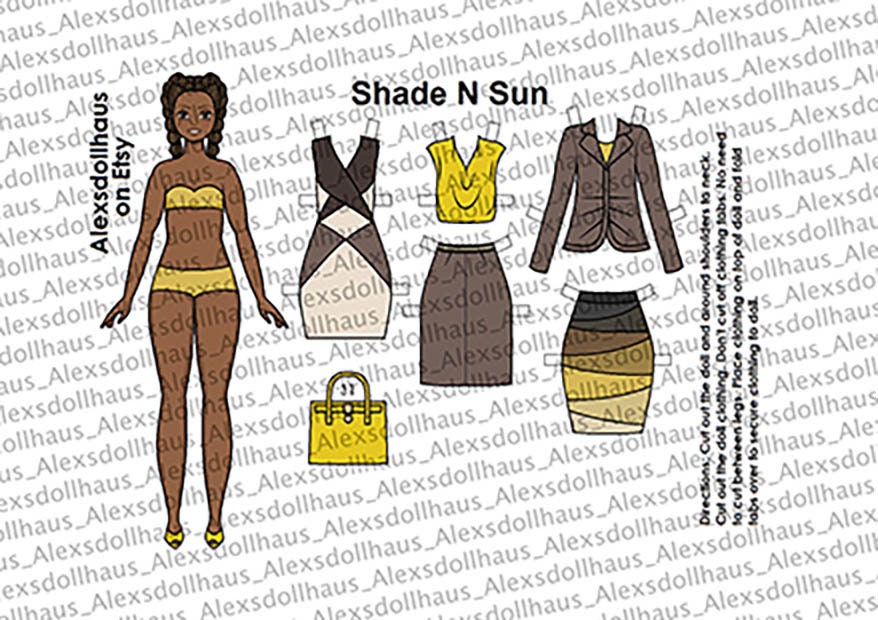 Shade N Sun Paper Doll Curvy Printable Paper Doll Glam | Etsy