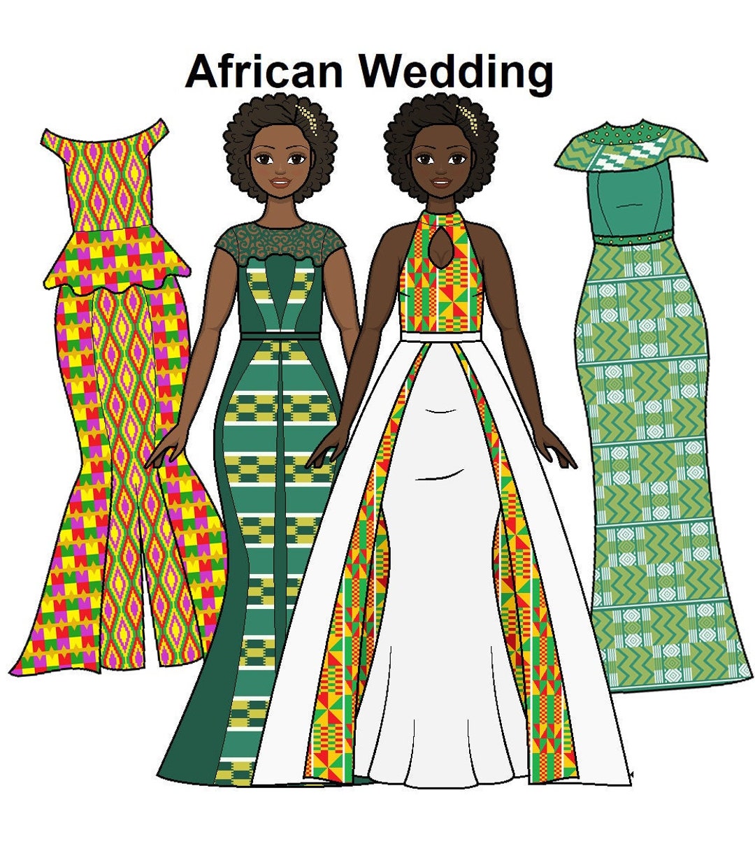 African Wedding - Curvy Printable Paper Doll - African Style Wedding ...