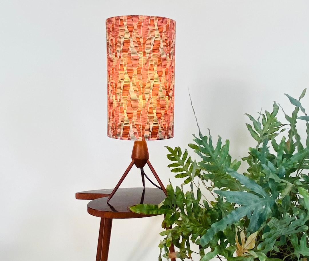 Fantastic Tripod Teak Tablelamp With Custom Made Lamp Shade, Danish Mid ...