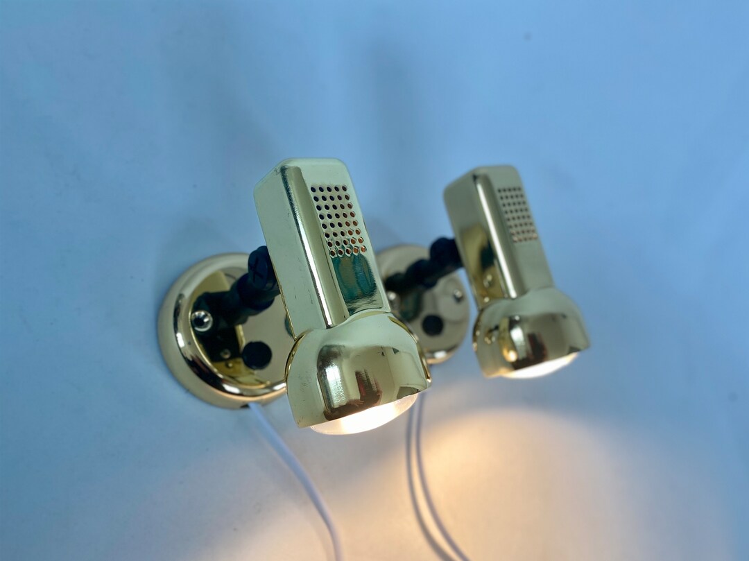 A Pair of Golden Vintage Spot Lights. 1970s Wall Lamps - Etsy