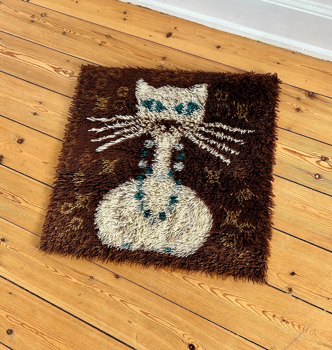 Danish Ege Rya Rug. Cute Cat. Boho Wall Decor. Danish Mid Century ...
