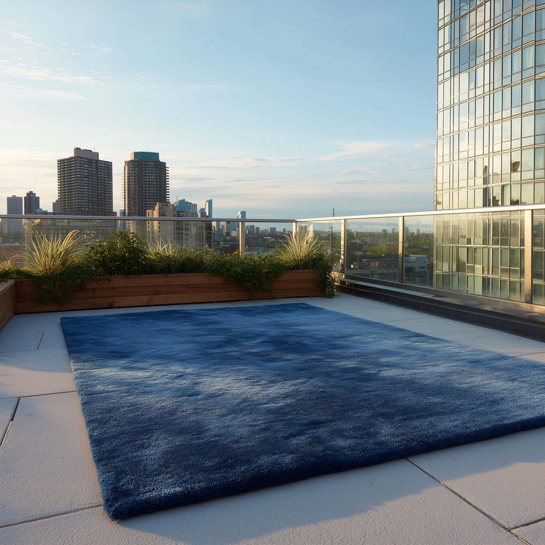 Navy Blue Wool Area Rug: Hand-tufted Shag, Modern Accent Carpet (6x9 ...