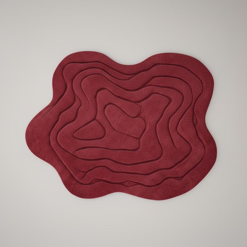 Handmade Tufted Red Rug: Modern 3D Wave Design, Irregular Shape Size ...