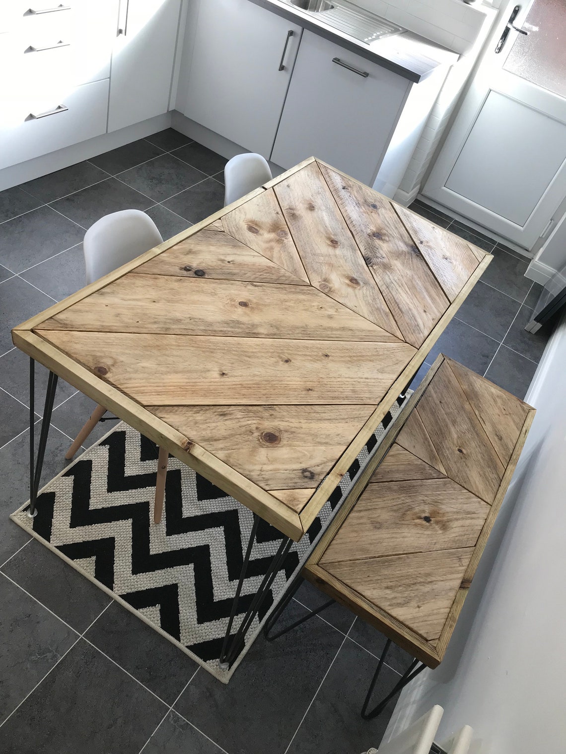 Custom Order 4ft Industrial Style Scaffold Board Dining Table and Bench ...