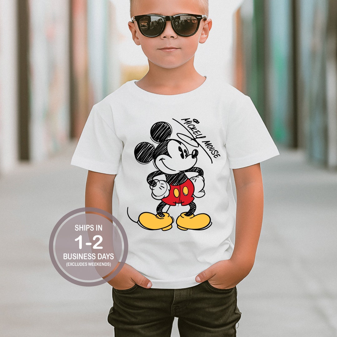 Classic Sketch Mickey Mouse Signature Shirt, Mickey Kids Shirt, Youth ...