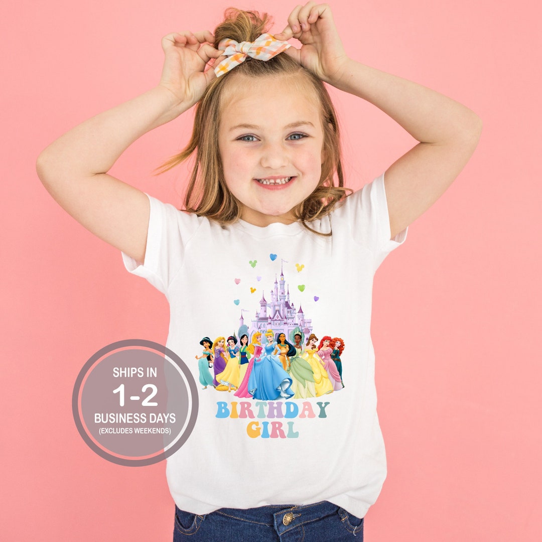 Birthday Girl Disney Princesses Birthday Shirt, Girl's Disney Birthday Shirt, Disney Castle ...