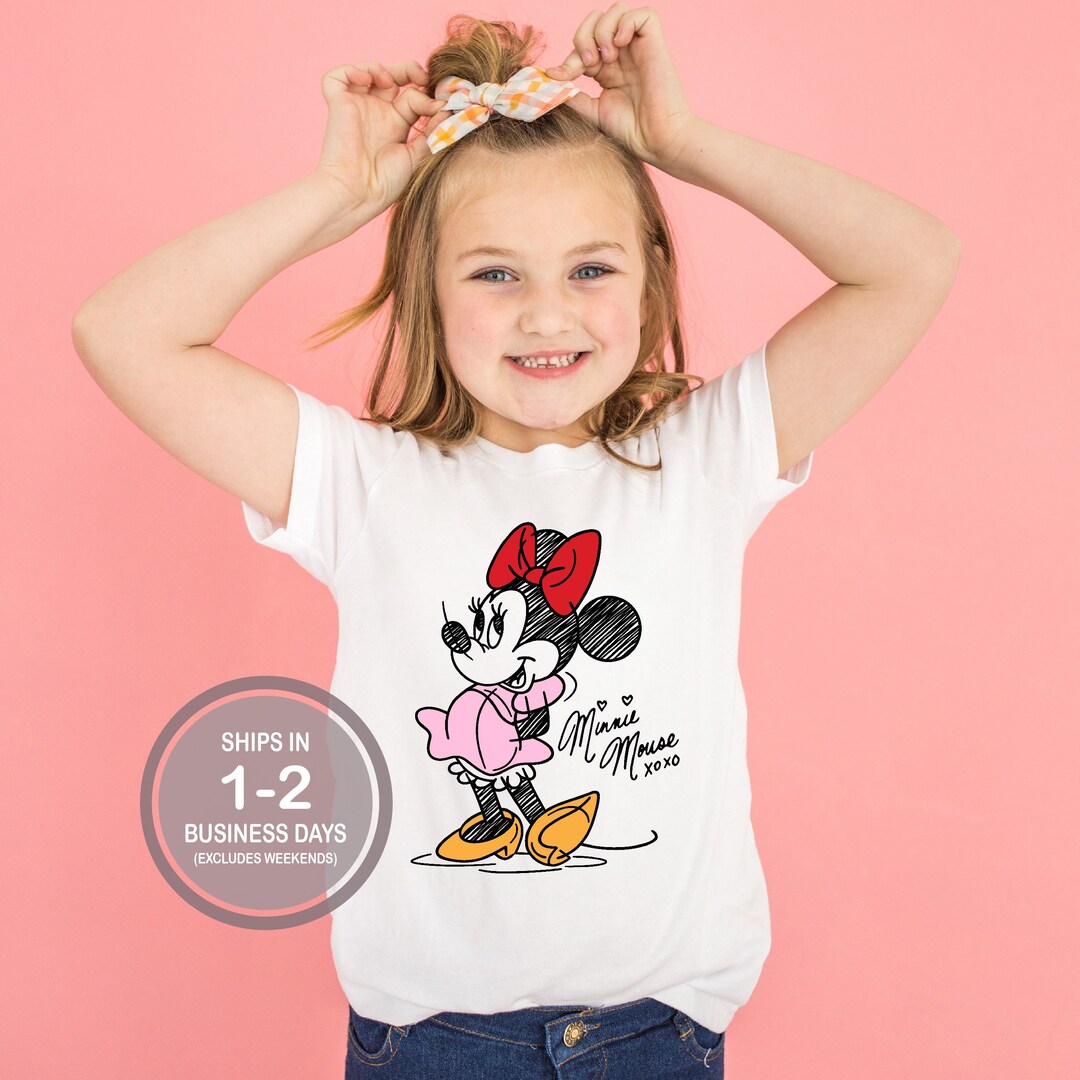 Classic Sketch Minnie Mouse Signature Shirt, Minnie Kids Shirt, Youth ...