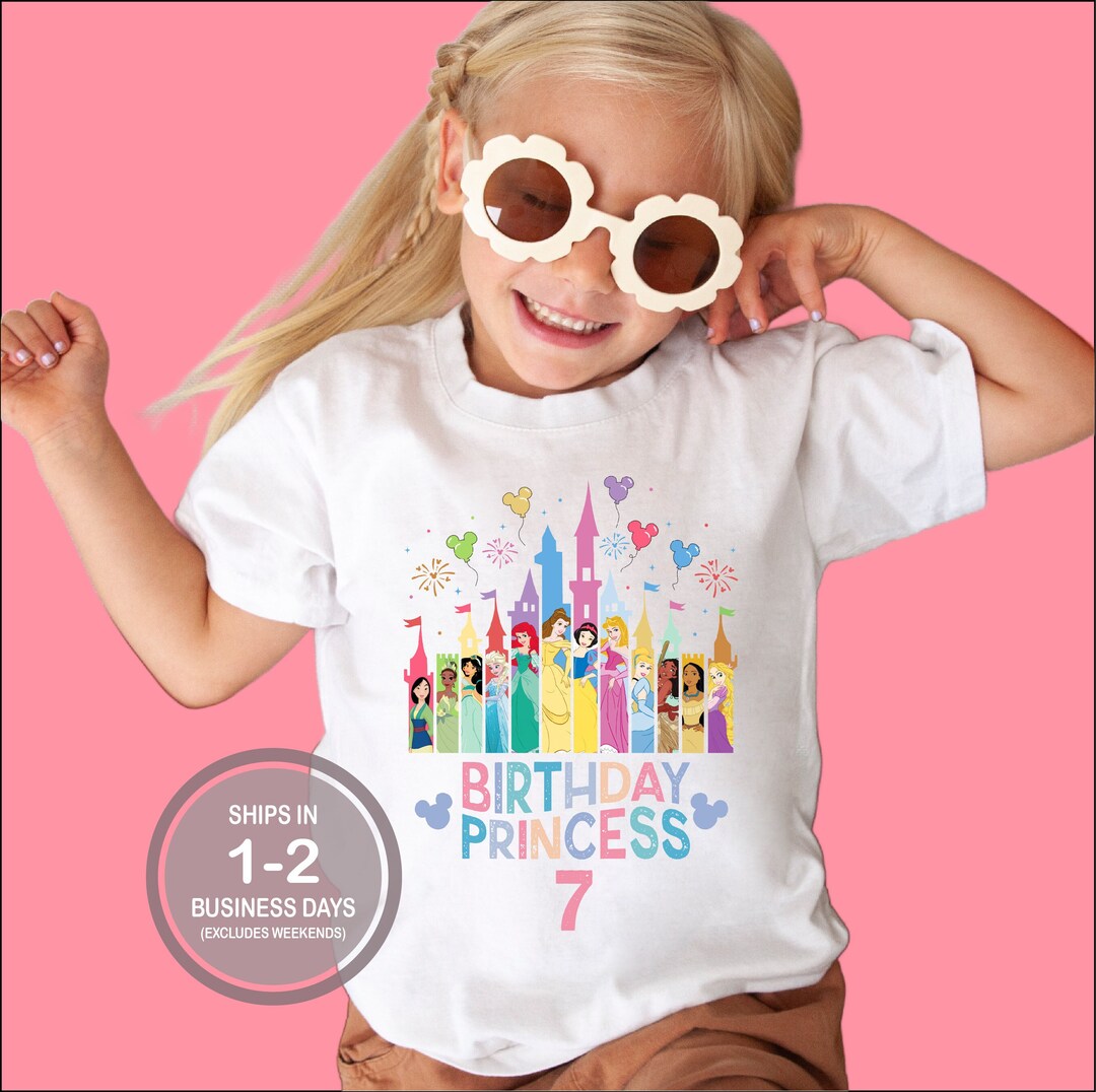 ANY AGE Disney Princess Birthday Shirt, Girl's Disney Birthday Shirt, Disney Castle Birthday ...
