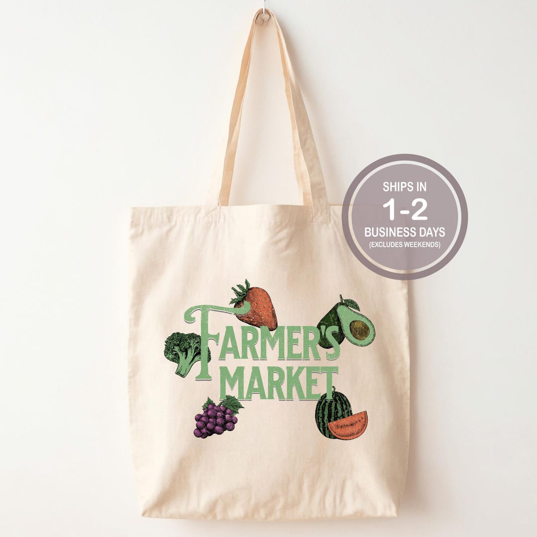 Rustic Farmers Market Tote Bag, Fruit and Vegetable Tote Bag, Grocery ...