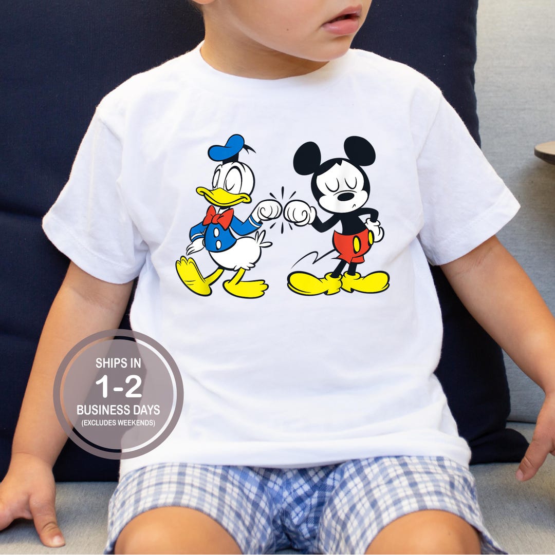 Mickey and Donald Fist Bump Kids Disney Castle Shirt, Mickey Donald ...