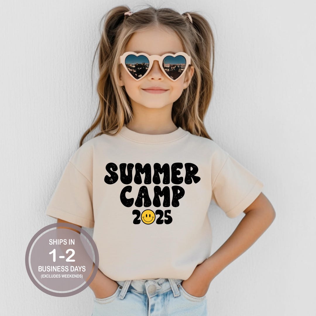Summer Camp 2025 Shirt, Retro Smile Face Kids Counselor Summer Camp ...