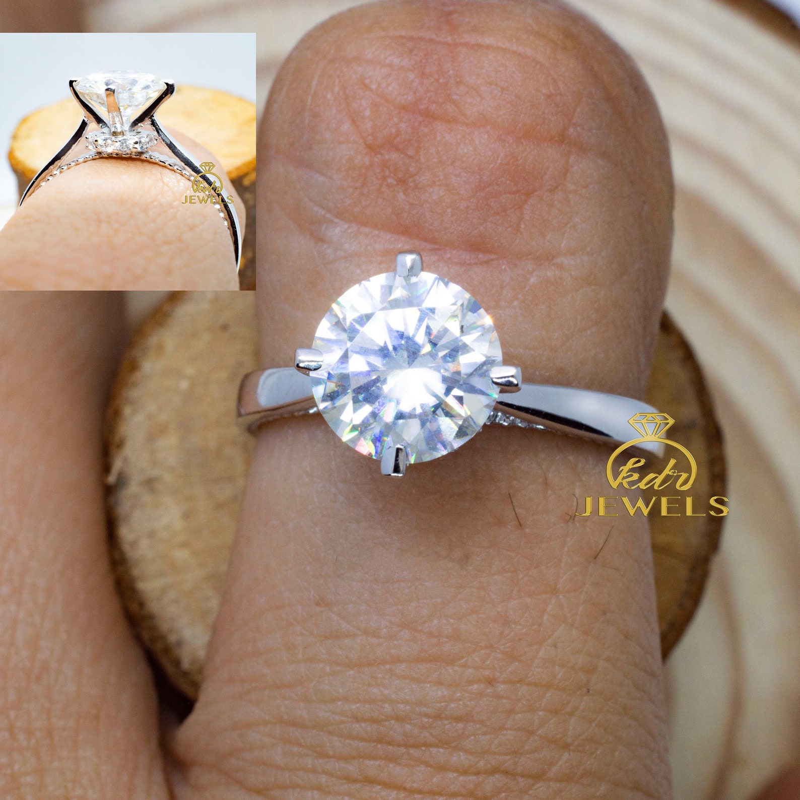 1.5ct Cathedral Setting Hidden Halo Moissanite Engagement Ring, 14K ...