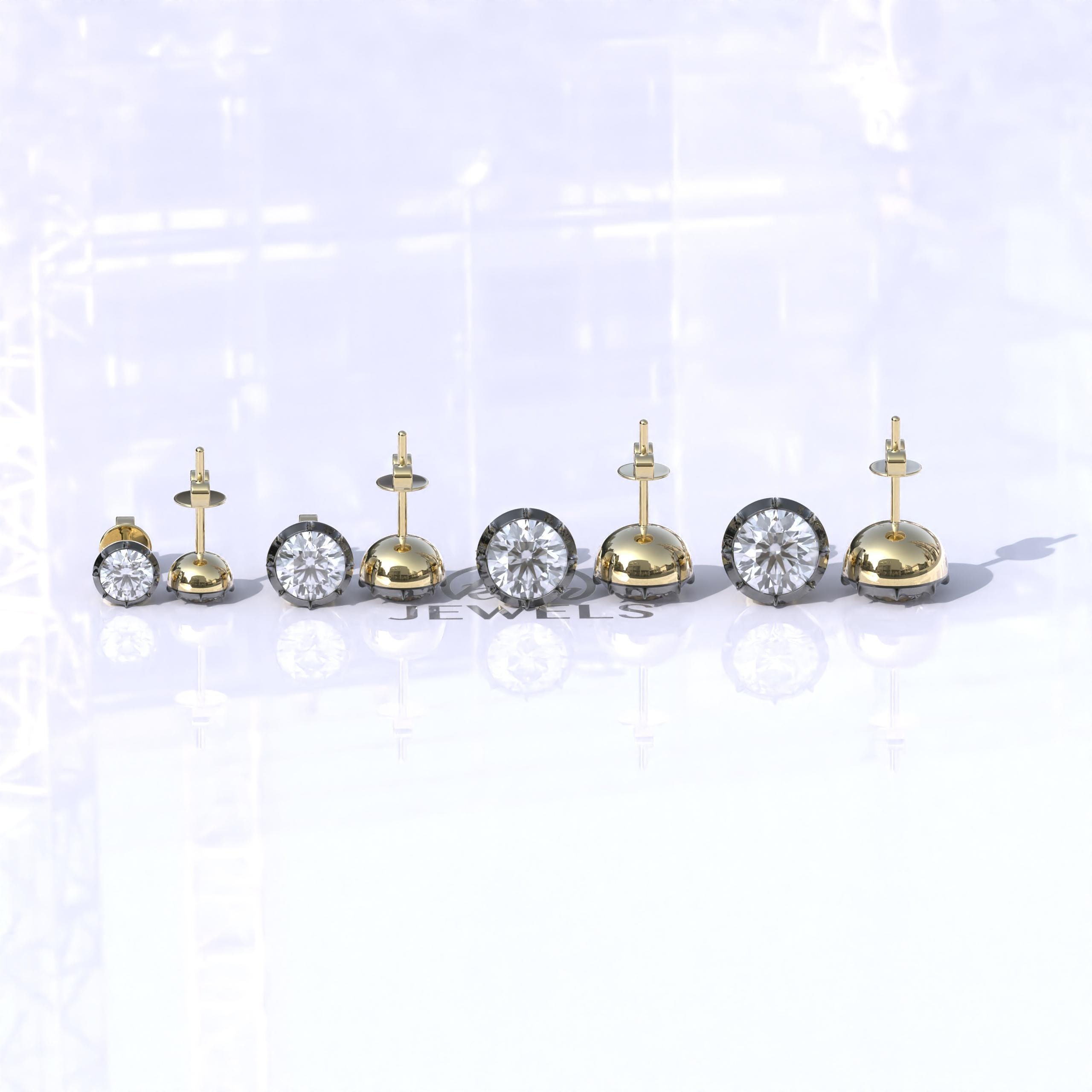 Signature Georgian Style Cut Down Setting Stud Earrings, Button Back ...