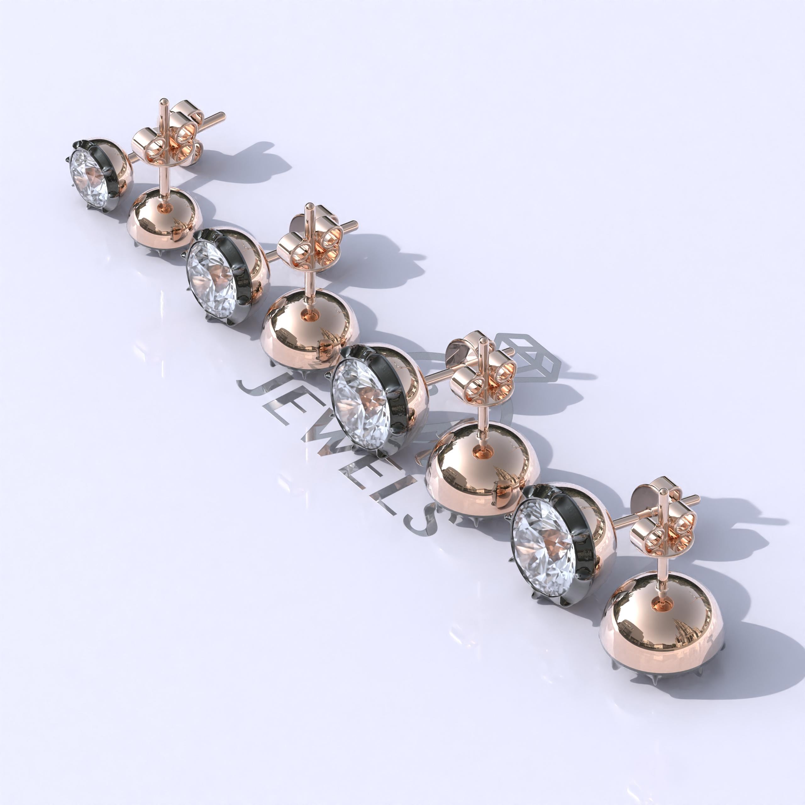Signature Georgian Style Cut Down Setting Stud Earrings, Button Back ...