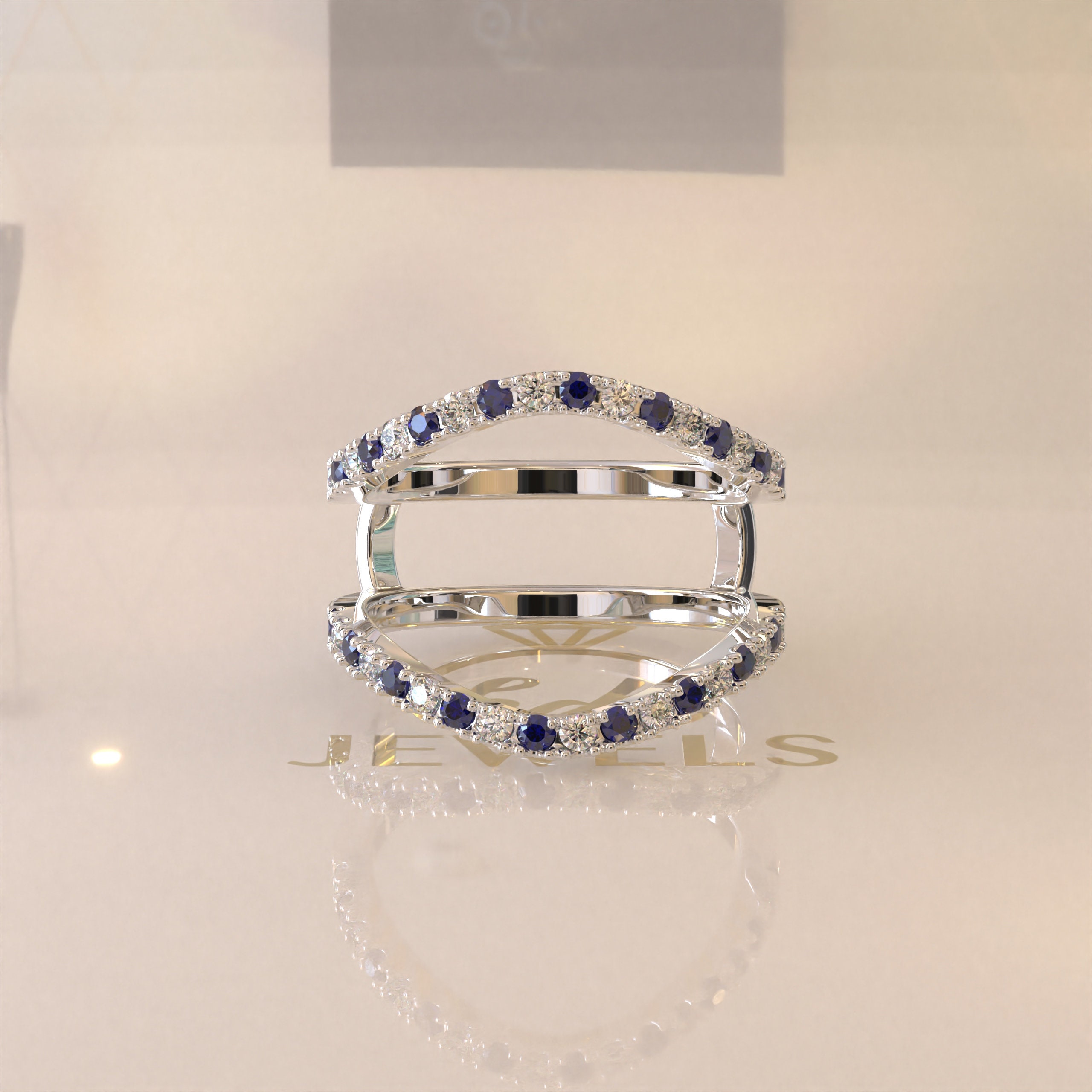 Blue Sapphire Ring Wrap, Customizable Ring Enhancer, Moissanite Ring ...