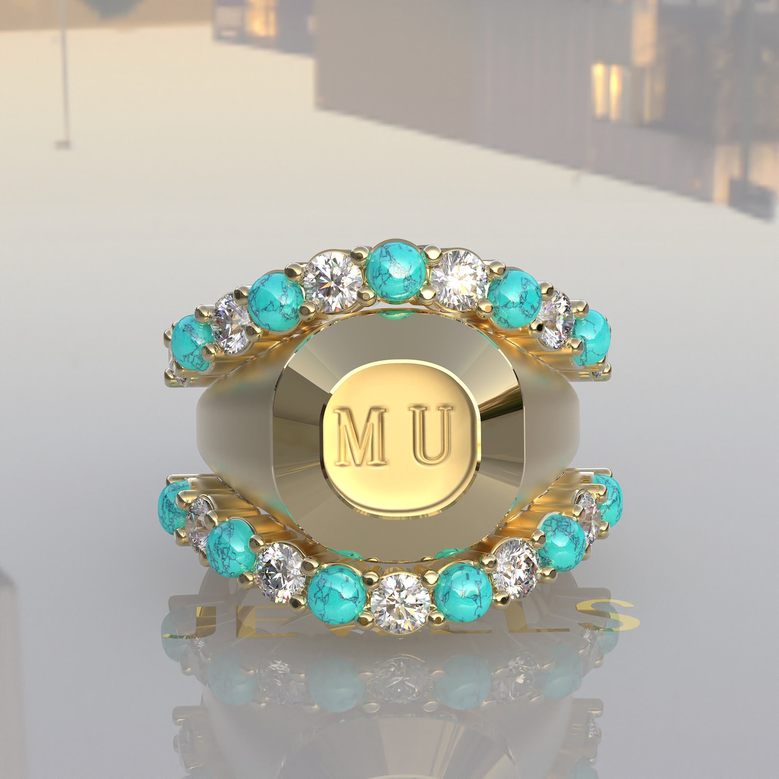 Customizable Ring Enhancer, College Ring Wrap Turquoise, Turquoise ...