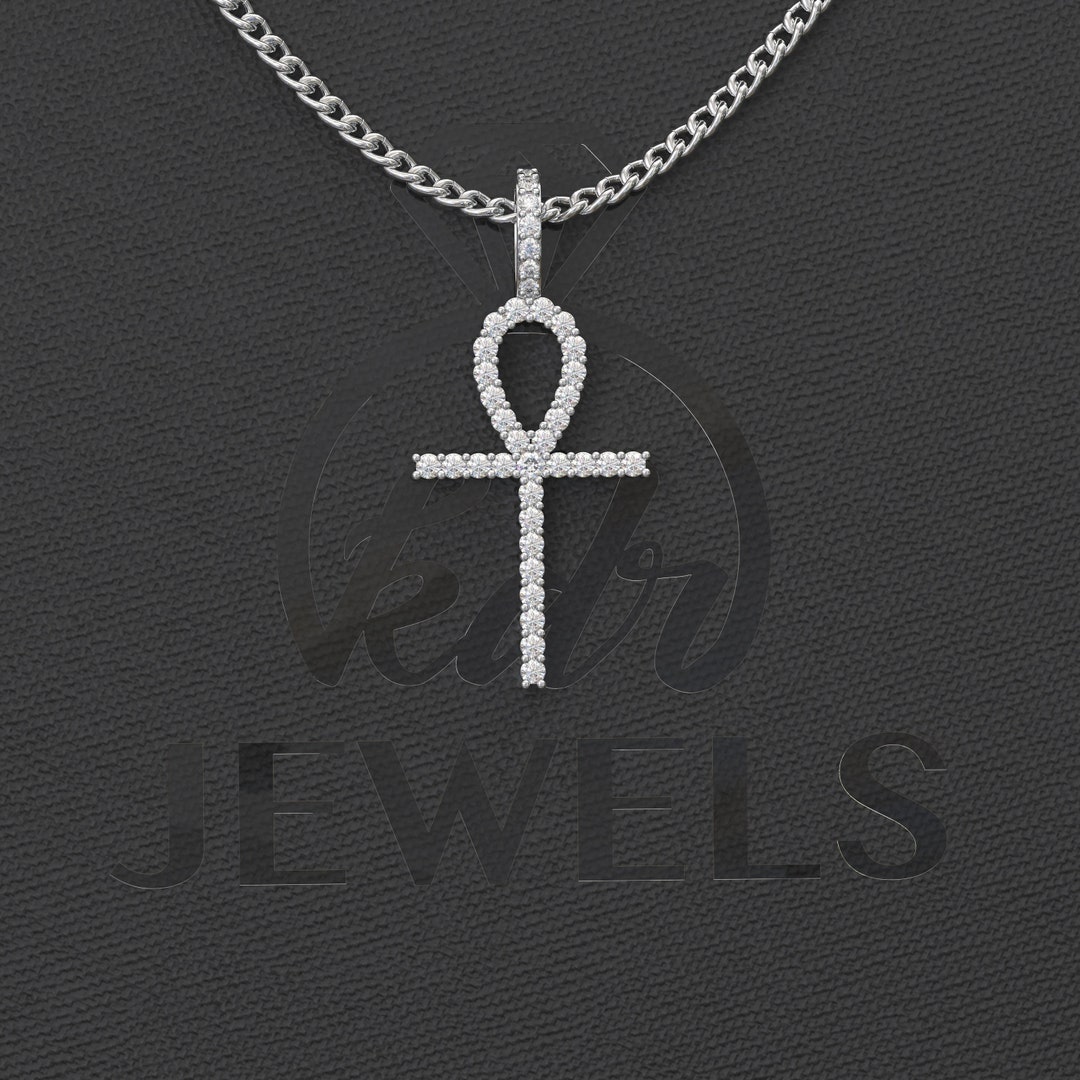 Ankh Cross Moissanite Necklace, Gold Ankh Necklace, Silver Ankh ...