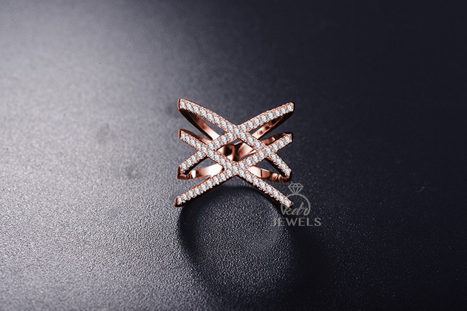 Double Cross Diamond Engagement Ring Diamond Ring Moissanite | Etsy