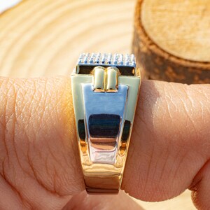 Dual Tone, Mens Wedding Ring, Mens Diamond Ring, Classic Ring, Mens ...